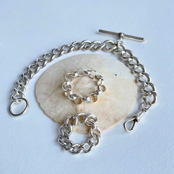 Chunky Silver Curb Chain Ring – Badger's Velvet